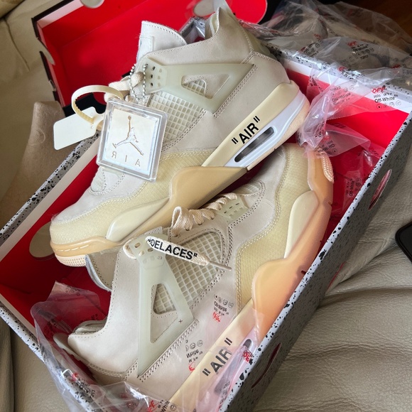 Off-White Jordan 4s | Shoes | Off White X Jordan 4s Retro Sail Sneakers ...